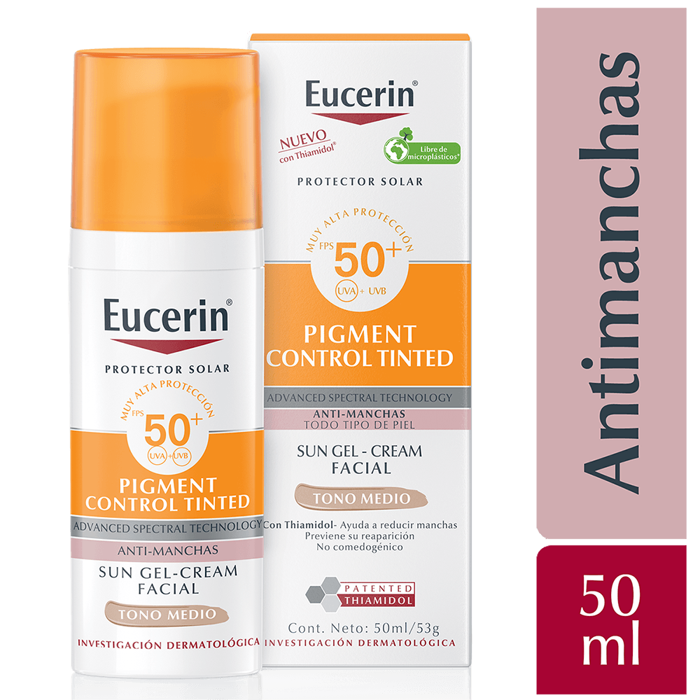 Protector solar facial Eucerin Pigment Control Tono Medio SPF 50+- Aruma
