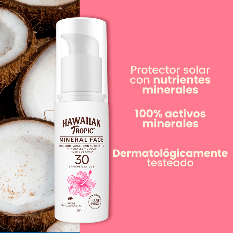 Pack Hawaiian Tropic Mineral Face 50ml + Mineral Brush 4g - Aruma