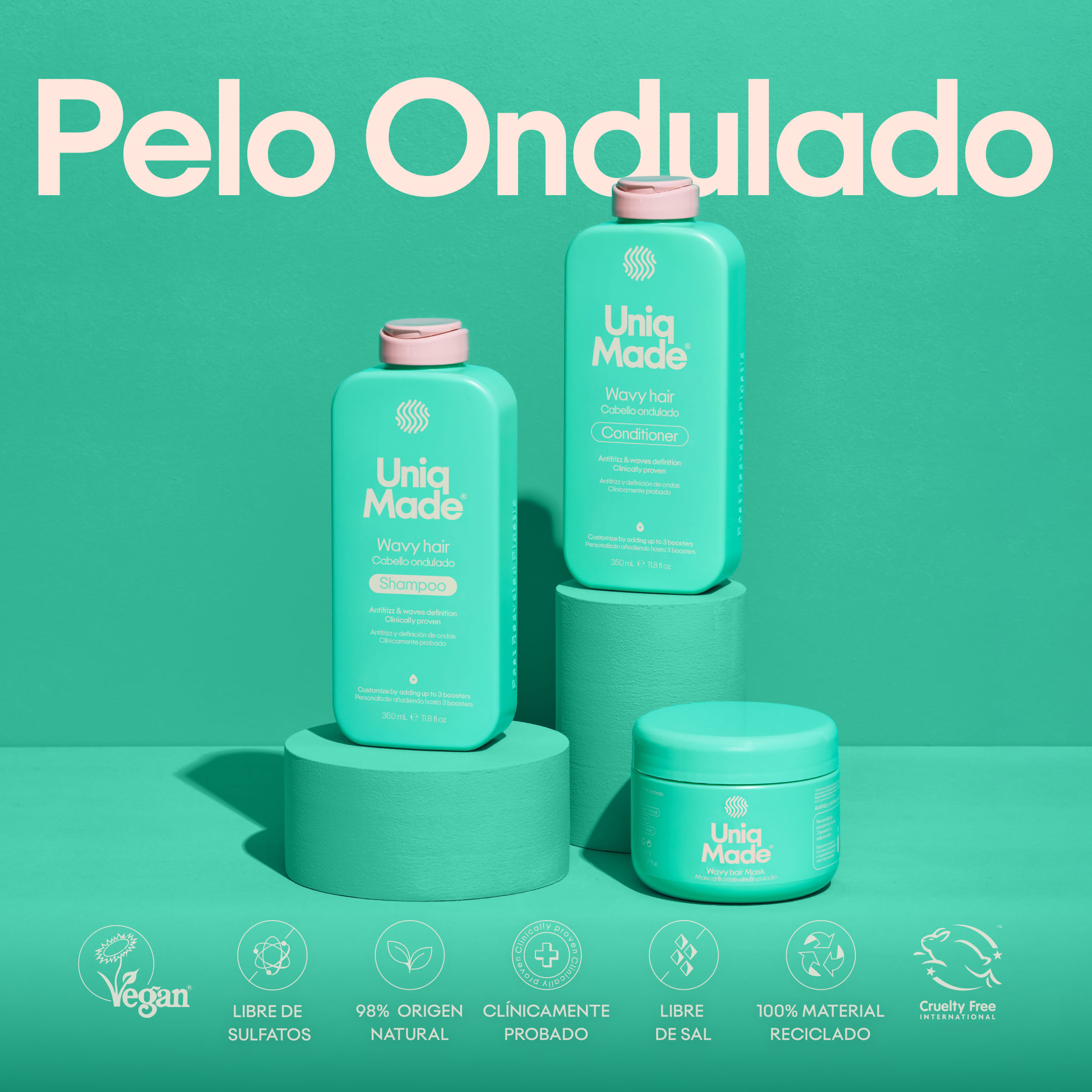 SHAMPOO UNIQ MADE CABELLO ONDULADO 350 ML - Aruma