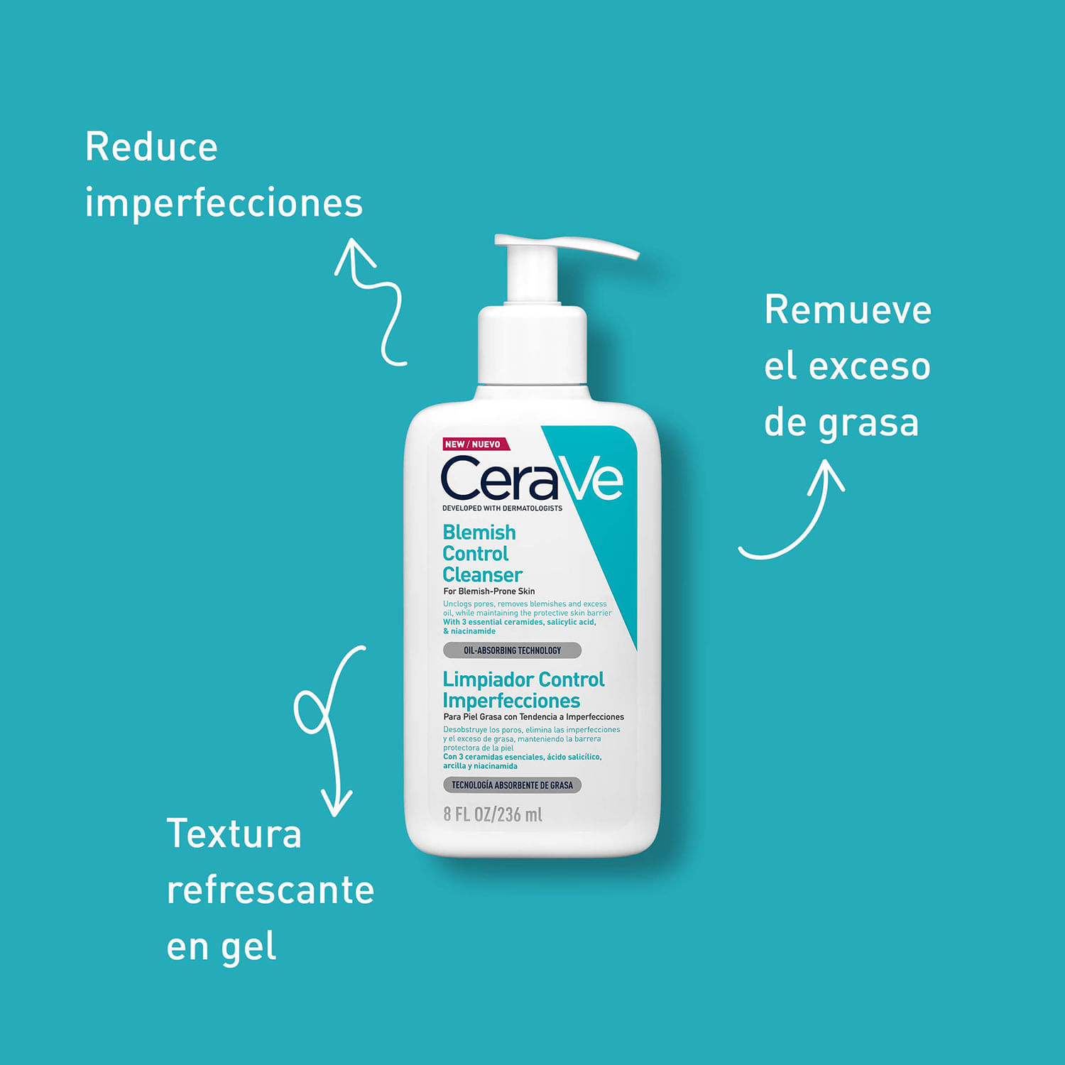 Set CeraVe Blemish Control Limpiador 236 ml + Tratamiento 40 ml- Aruma ...