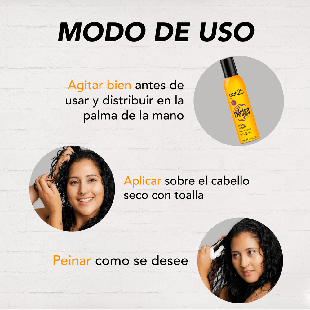 Mousse Para Cabello Ondulado Twisted GOT2B - 250 ml - Aruma