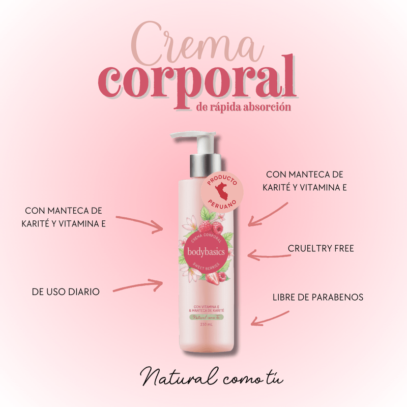 Crema Corporal Bodybasics Sweet Berries x 230mlEn Caja - Aruma